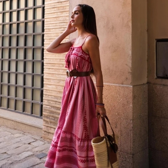 Dresses | Casual Geometric Print Crochet Tassels Vneck Aline Party ...